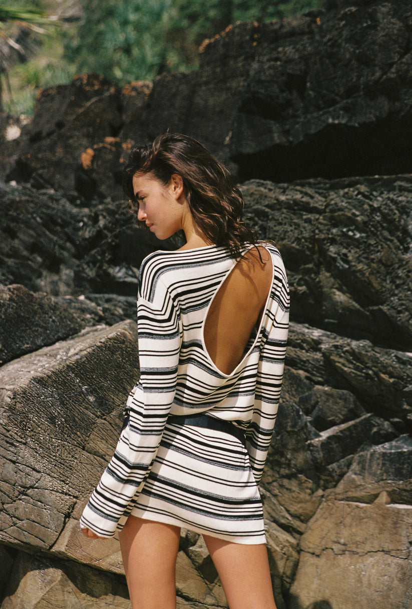 RIO MINI DRESS - CREAM STRIPE – ELCE